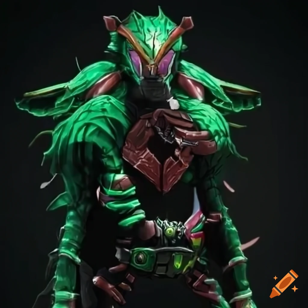 Hakaider as a mantis monster themed kamen rider on Craiyon