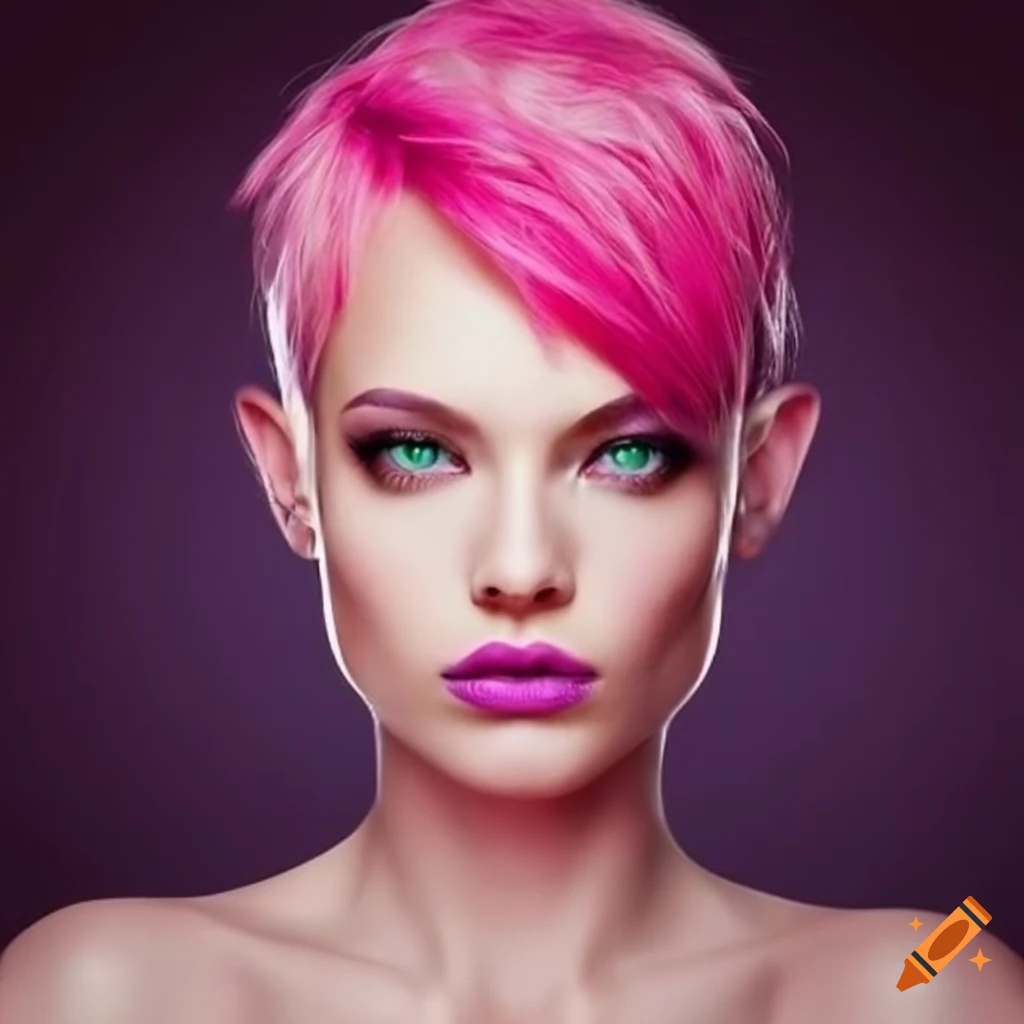 Futuristic Pisces Woman With Pink Pixie Hair On Craiyon