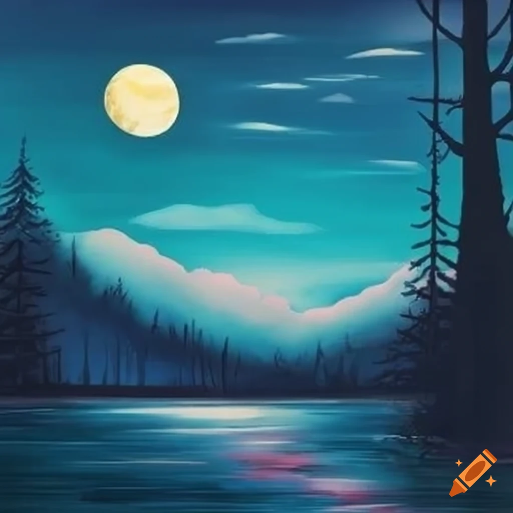 Night scenery with stars and moon on Craiyon