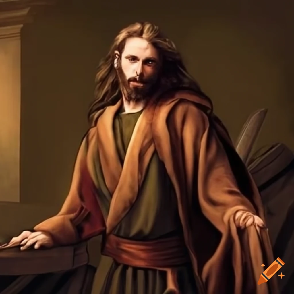 Elijah wearing a leather belt and a garment of camel hair on Craiyon