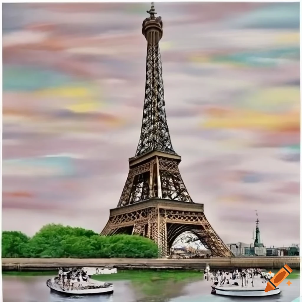 Statue of liberty in paris with eiffel tower art on Craiyon