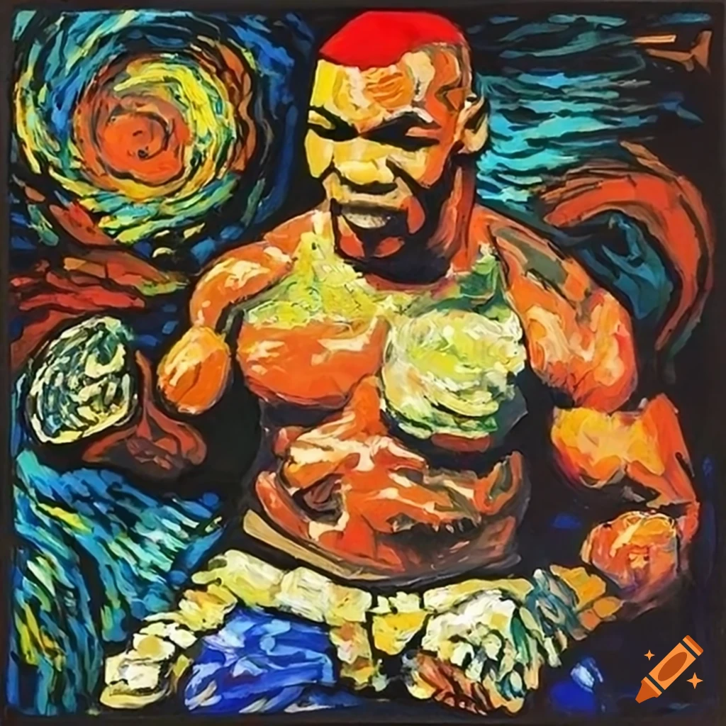 Artistic depiction of mike tyson in the style of van gogh on Craiyon