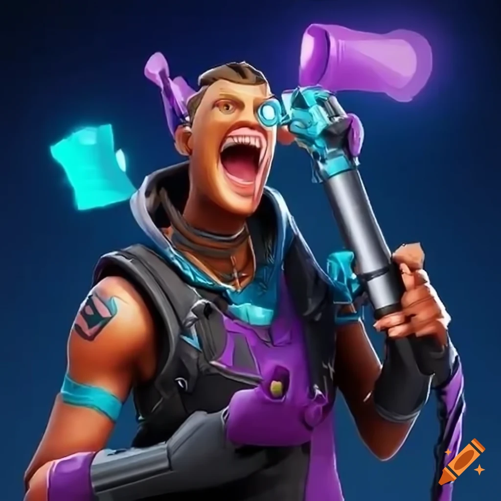 Two fortnite characters singing in an album cover on Craiyon