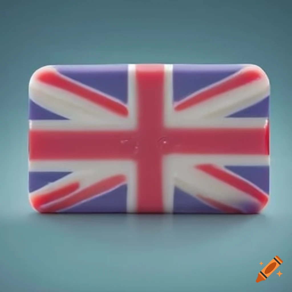 UK flag colored bar of soap on Craiyon