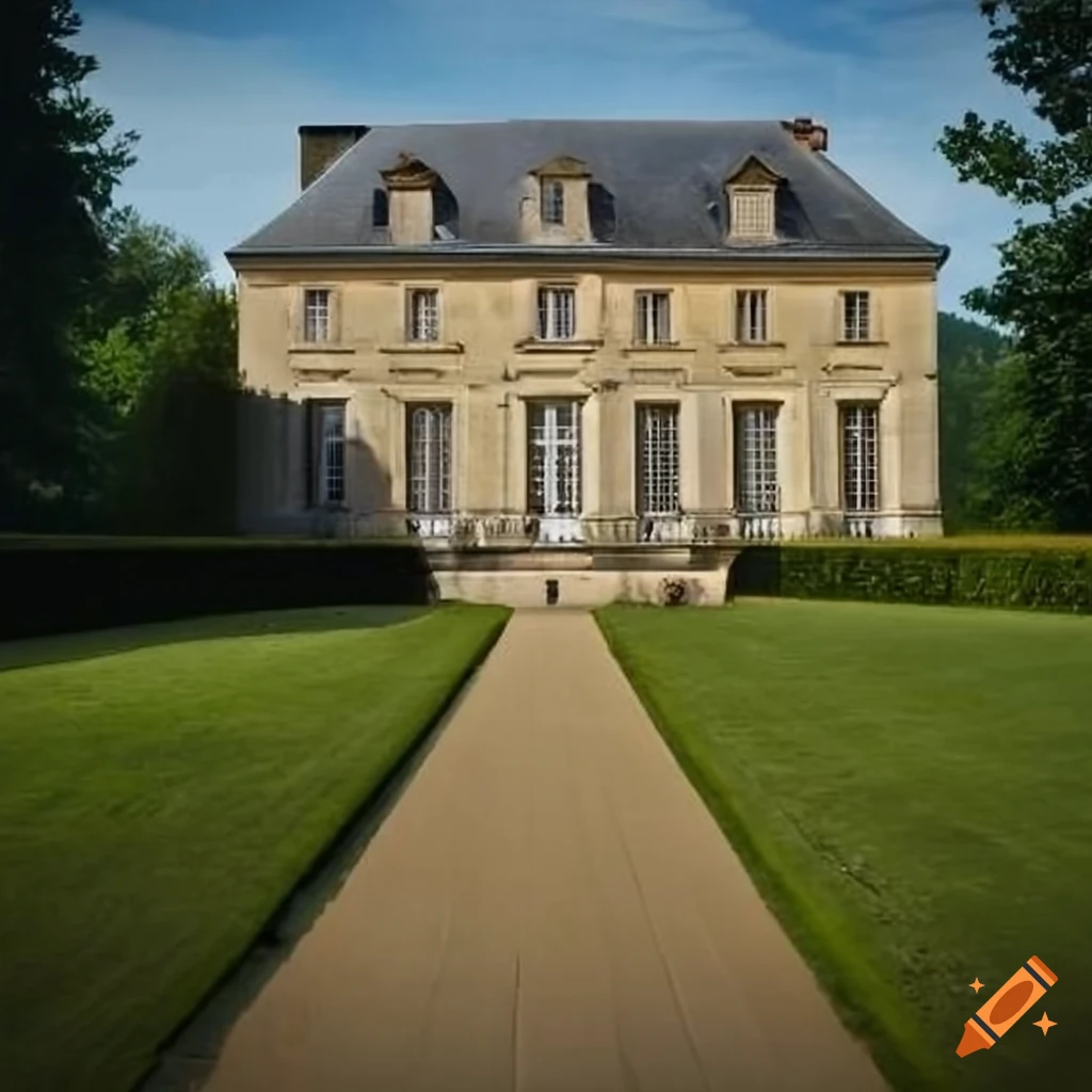 Two-story country mansion in northern France with a symmetrical facade ...