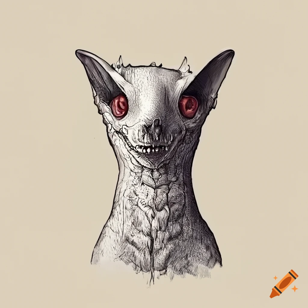 Original creature line drawing illustration on Craiyon