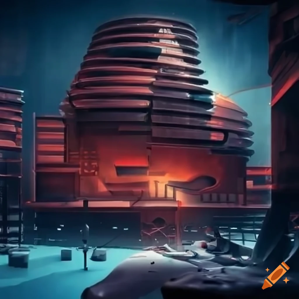 Futuristic meat factory on Craiyon