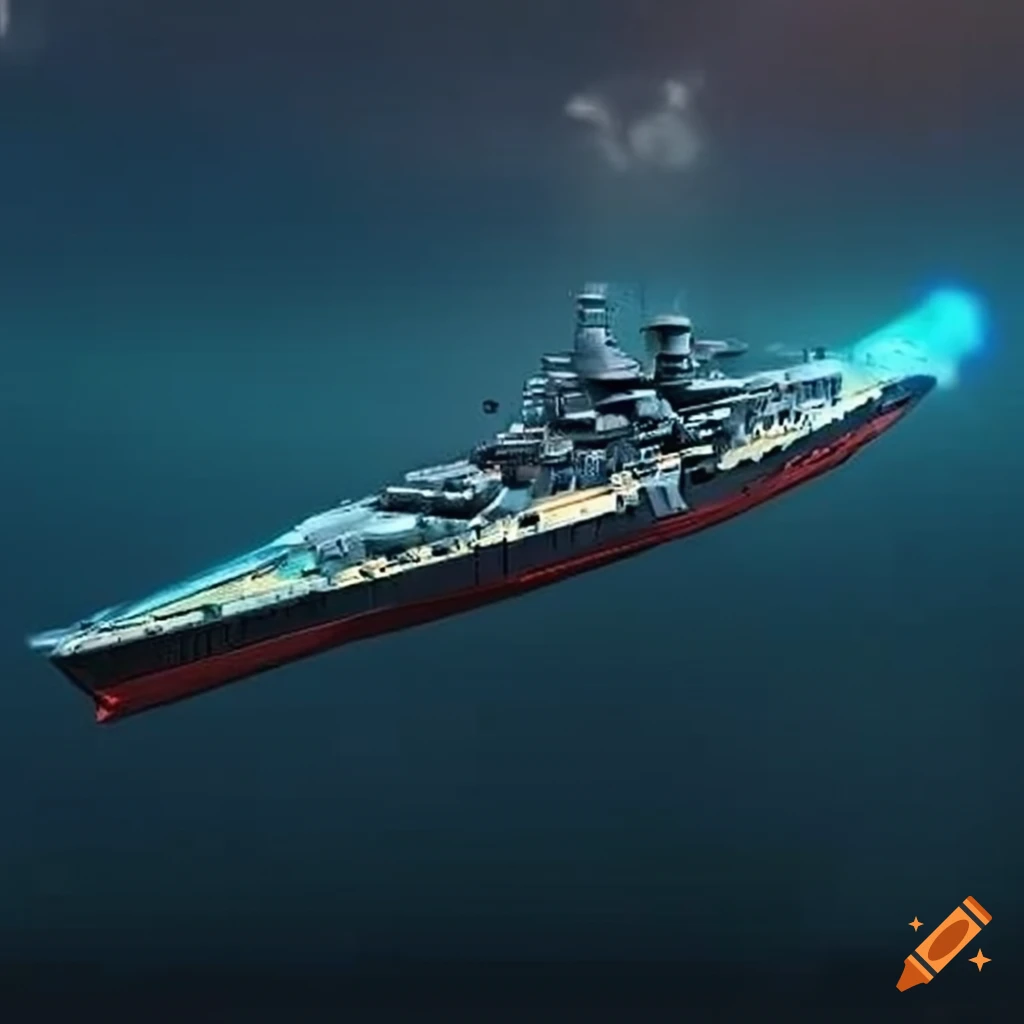 Futuristic battleship on Craiyon