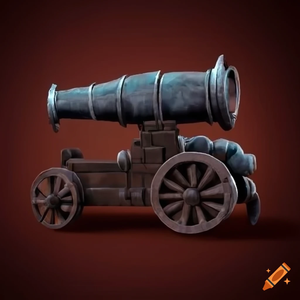 Medieval cannon in a fantasy stylized depiction on Craiyon