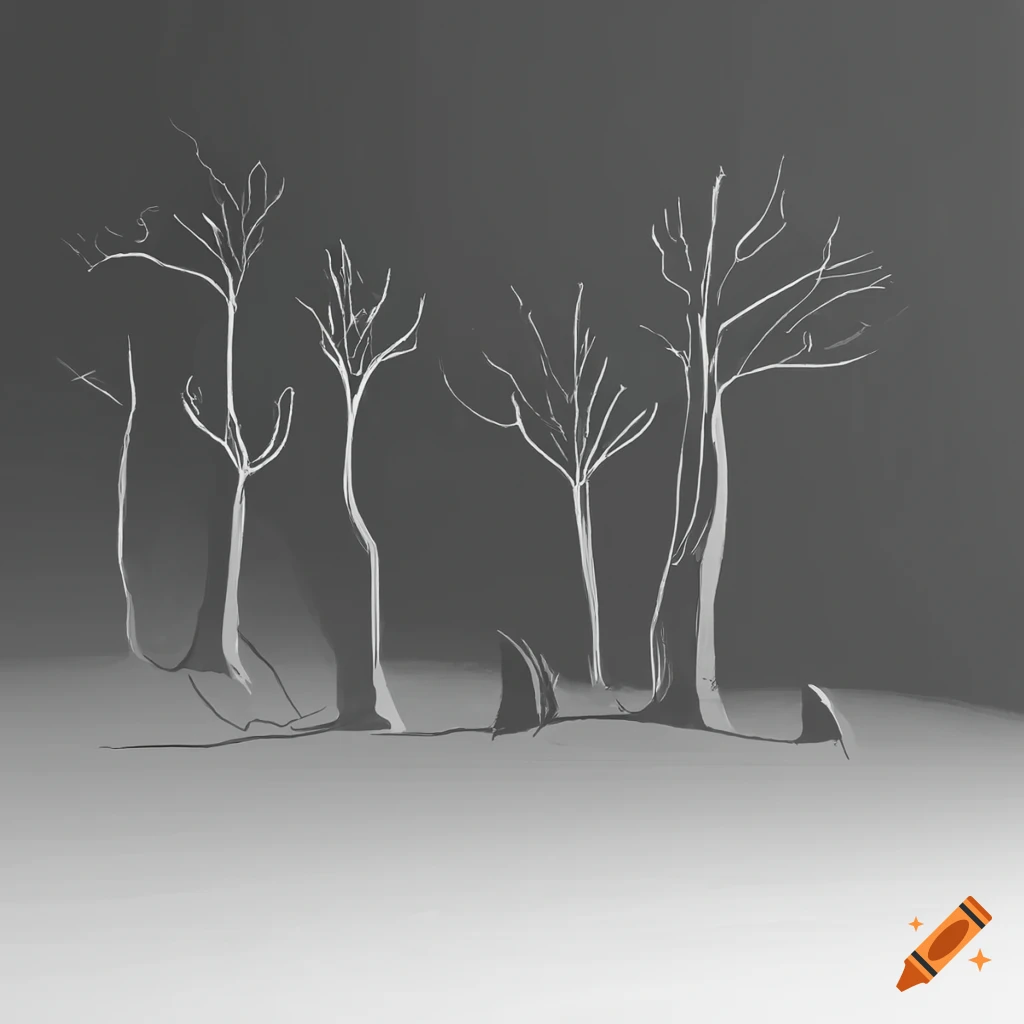 Counter-intuitive landscape design with sketch lines in black and white ...