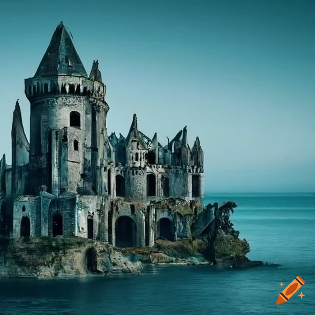 Abandoned castle by the sea on Craiyon