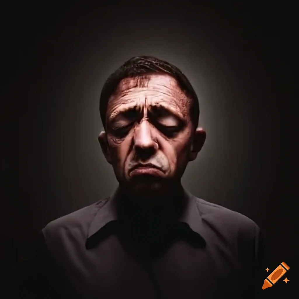 Man crying in front of a camera on Craiyon