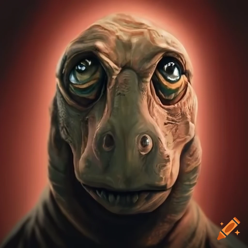 Portrait of a sad dinosaur on Craiyon