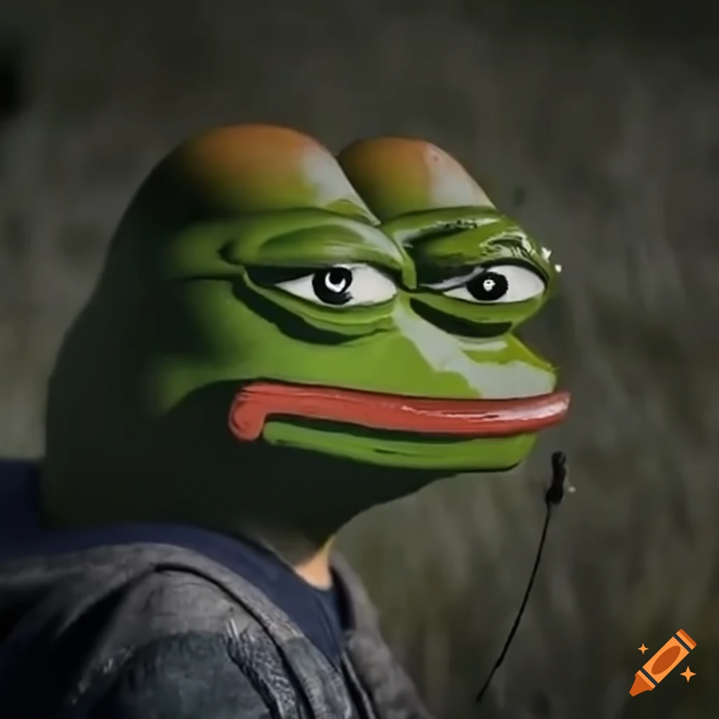 Dayz survivor pepe the frog facing zombie horde on Craiyon