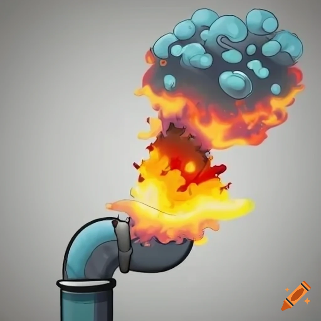 Exploding water pipe cartoon illustration on Craiyon