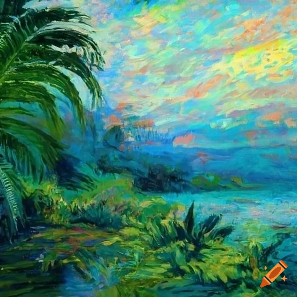 Tropical landscape in impressionist style on Craiyon