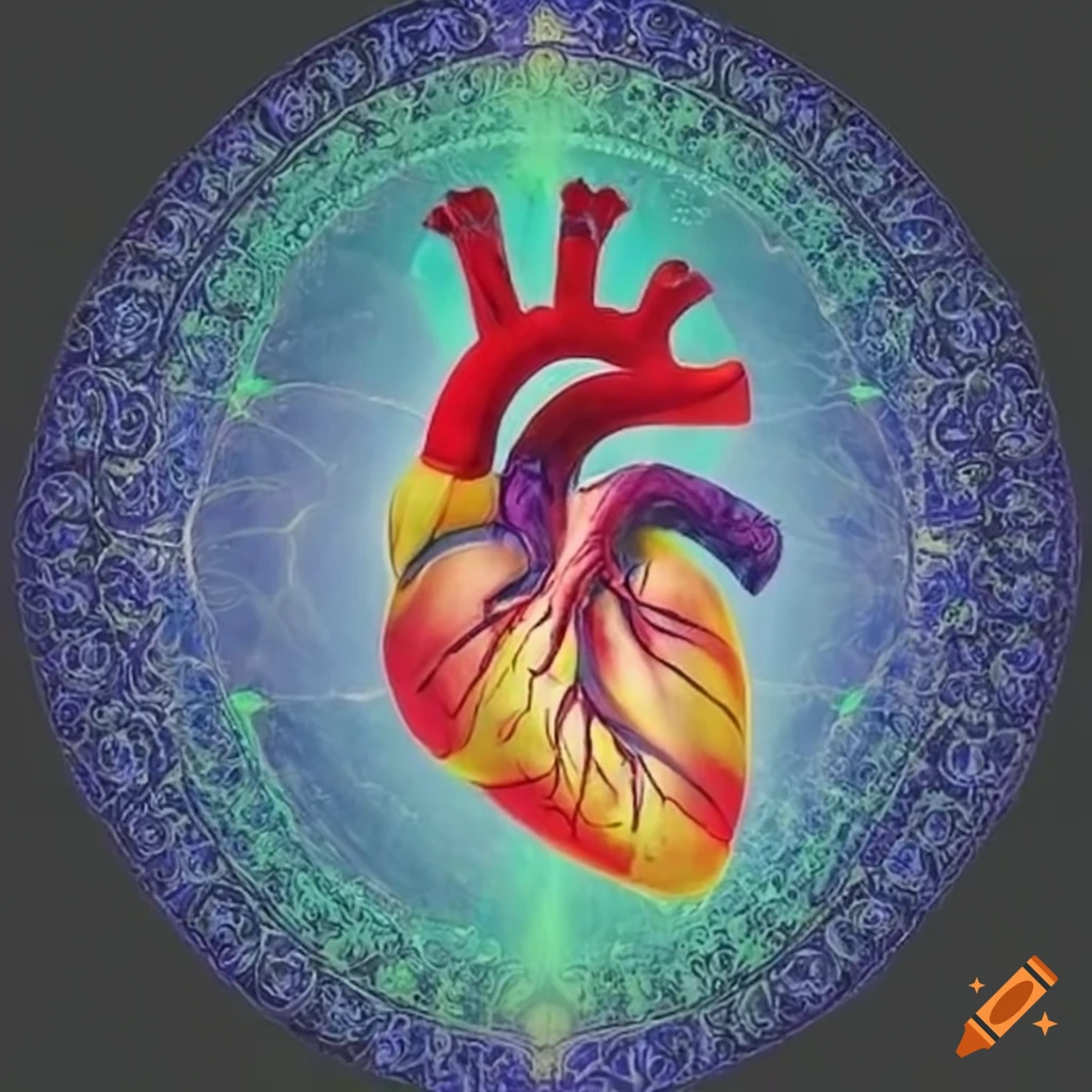 Radiant stylized human heart symbolizing healing on Craiyon