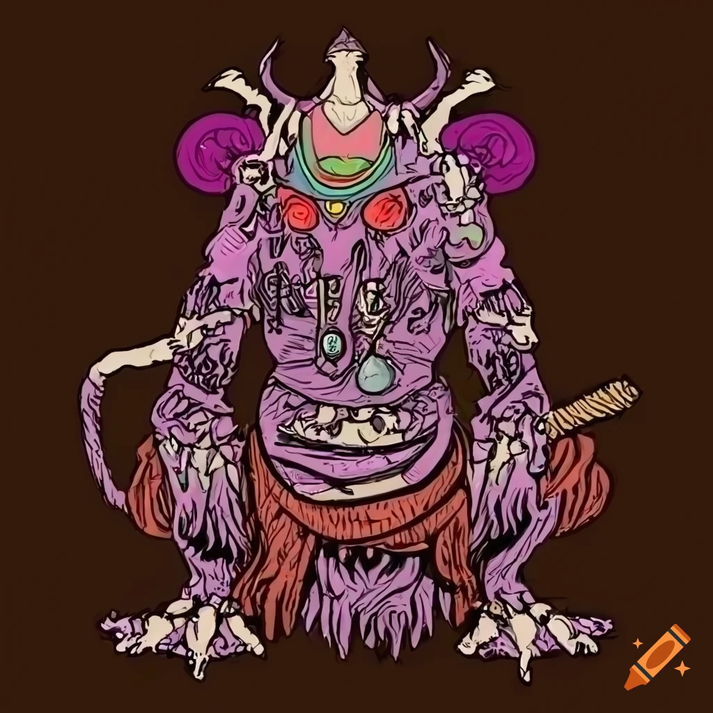 Anthropomorphic psychedelic rat king character art for rpg on Craiyon