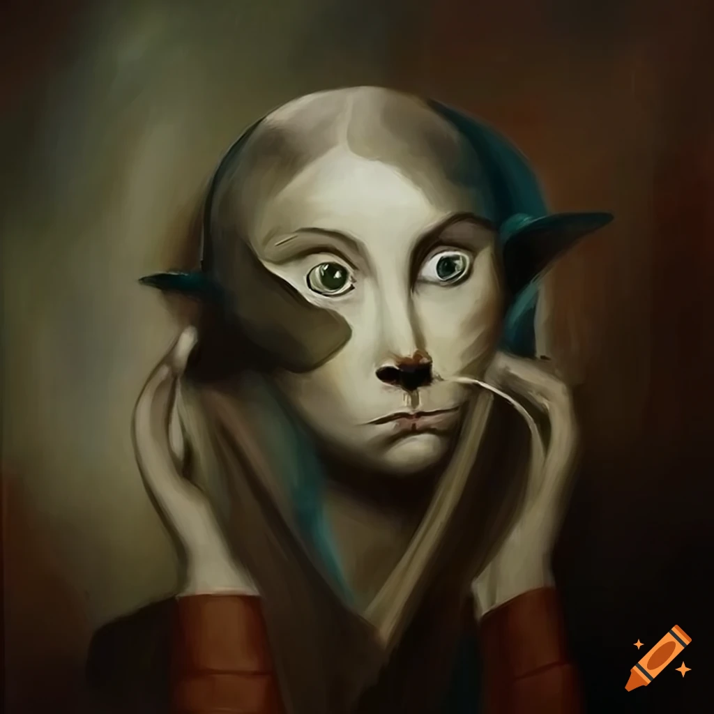 Surreal painting of a rich cat in fancy clothes at a cafe on Craiyon