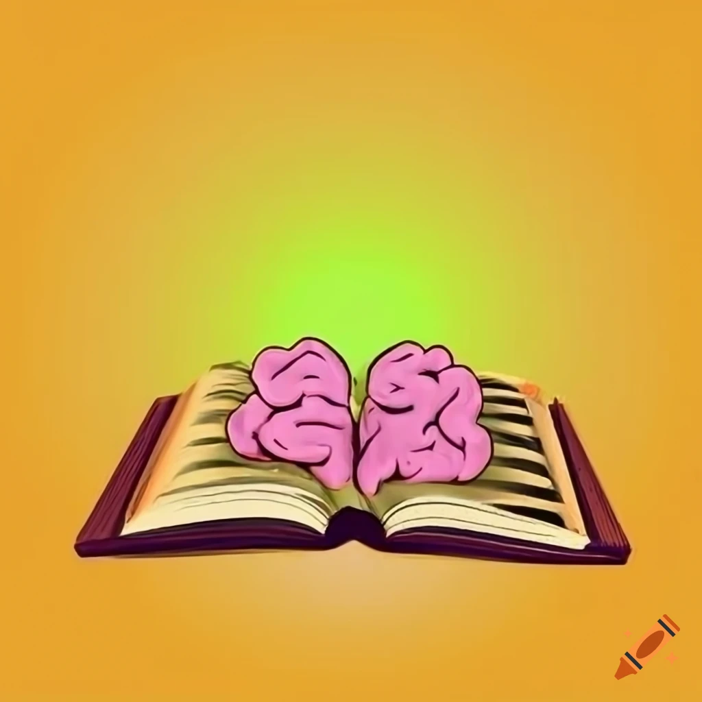 Yellow brain crossed with a book on Craiyon