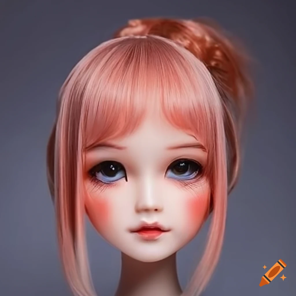 Bangs and ponytail cute doll icon for unique beautiful wigs on Craiyon