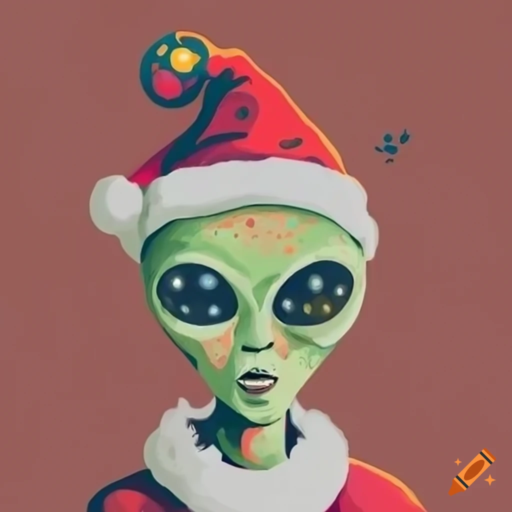 Alien santa in a matisse-like graphic style on Craiyon