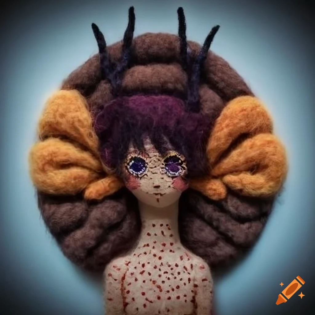 Felted wall creatures in african style outfits on a textured wall ...