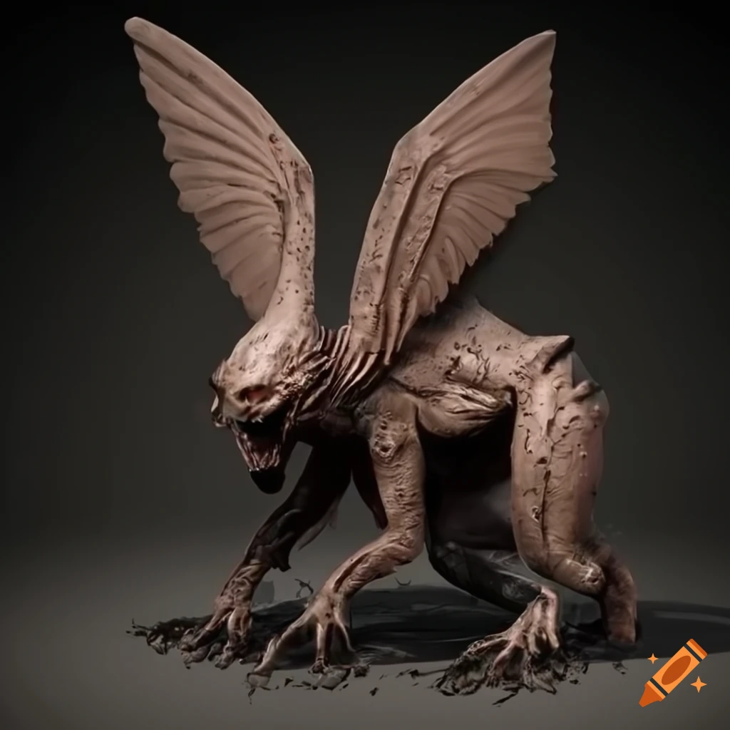 Angry flying mud mephit creature in a fantasy setting on Craiyon