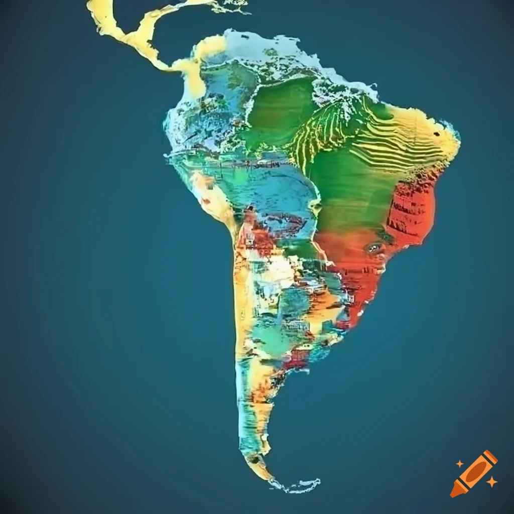 Map of latin america highlighting mexico and brazil with diverse ...