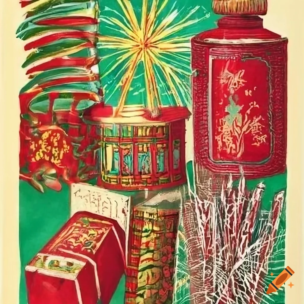 Vintage chinese fireworks crackers package illustration from 1930 on ...