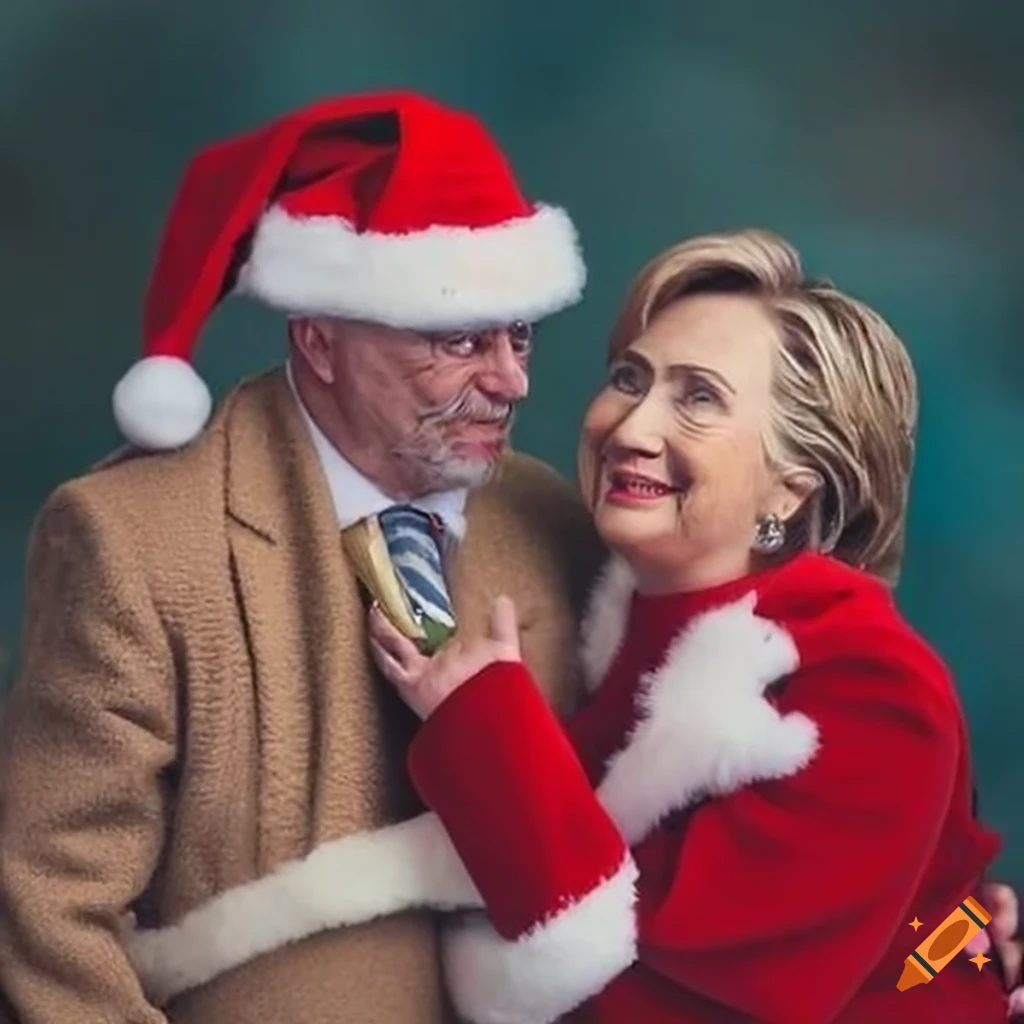 Satirical image of Hillary Clinton receiving money from Santa Claus on ...