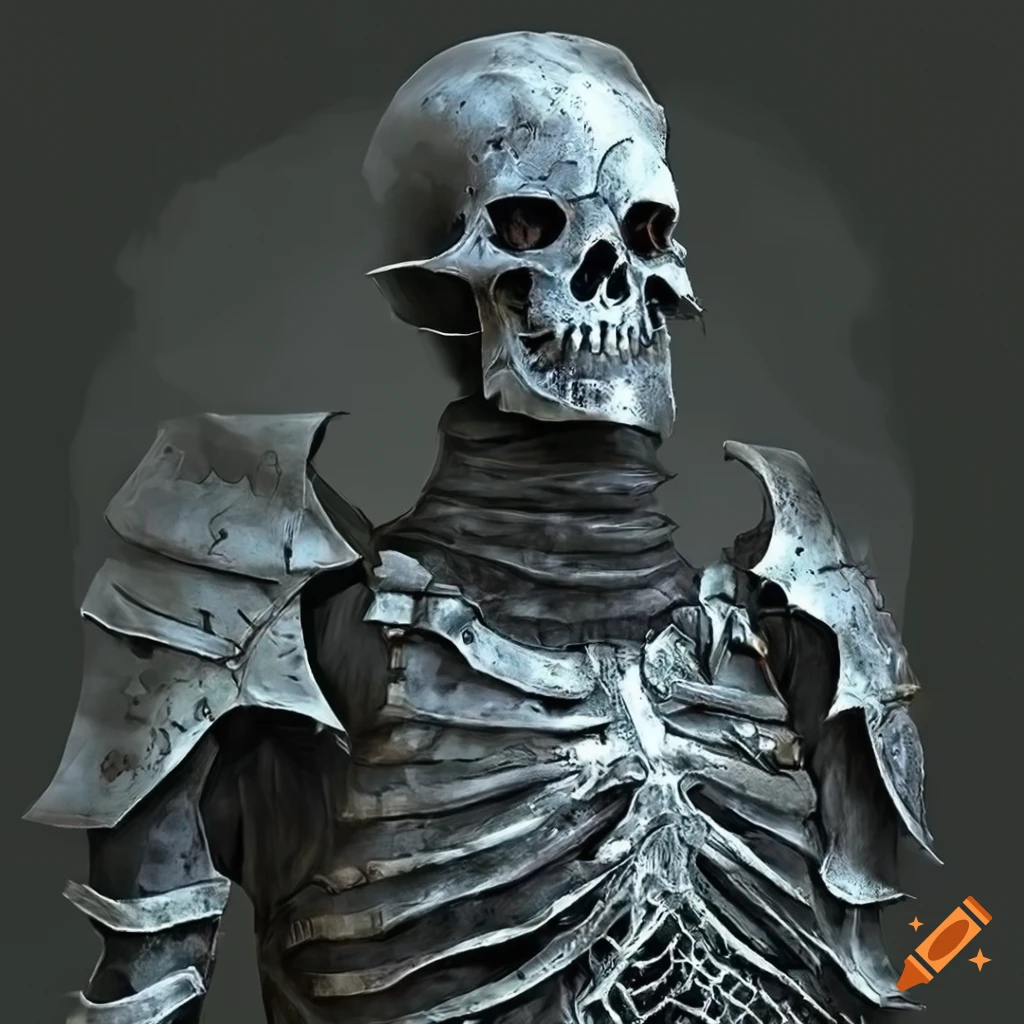 Undead warrior in dark plate armor with a black sword on Craiyon