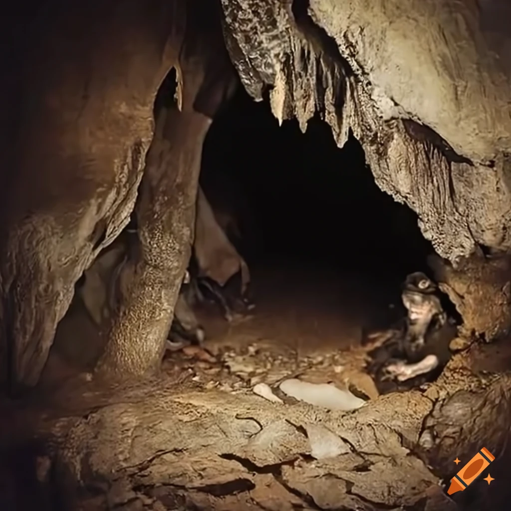 Treasure hunter trapped in a cave with entrance blocked on Craiyon