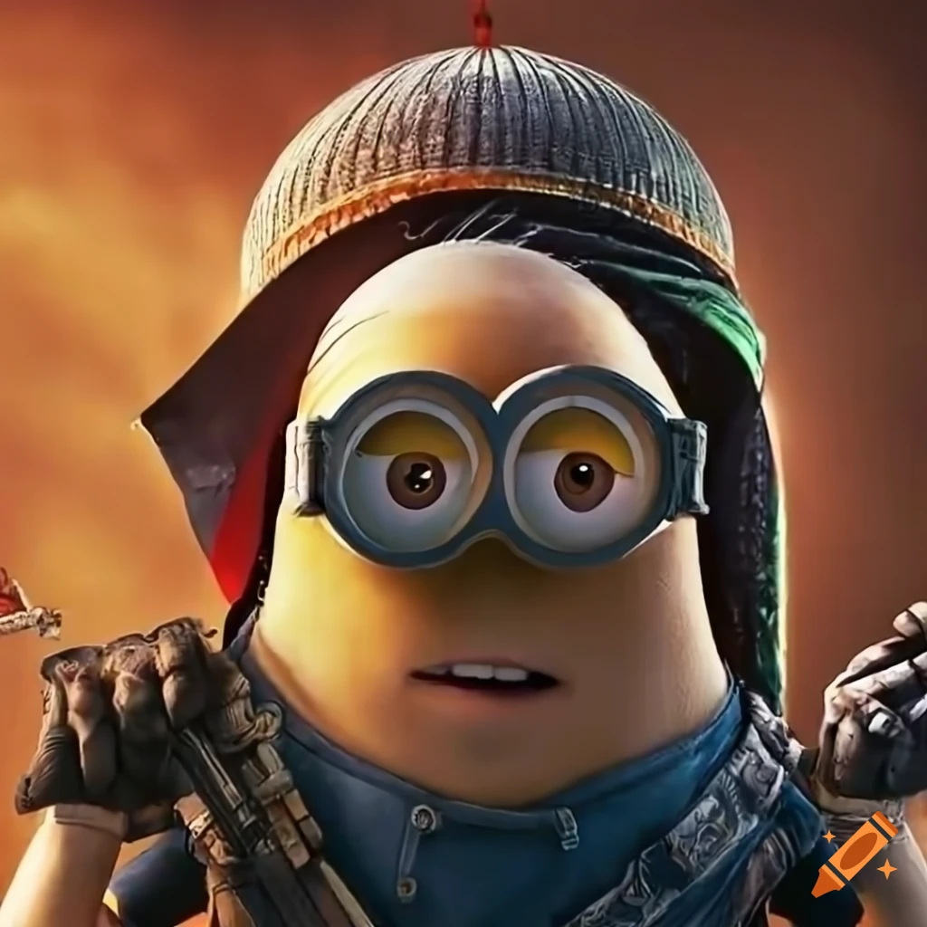 Army of minions with the flag of palestine and the dome of the rock in ...