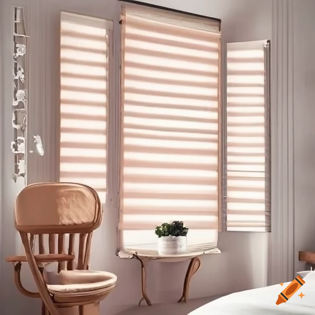Custom design rolling blinds in muted tones for home decor on Craiyon