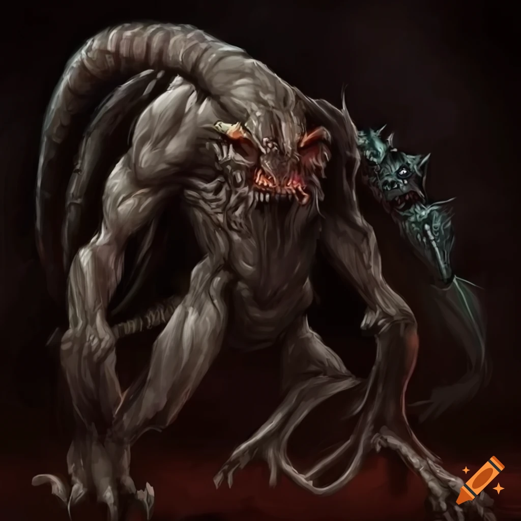 Quadruped alien beast in a dark fantasy setting on Craiyon