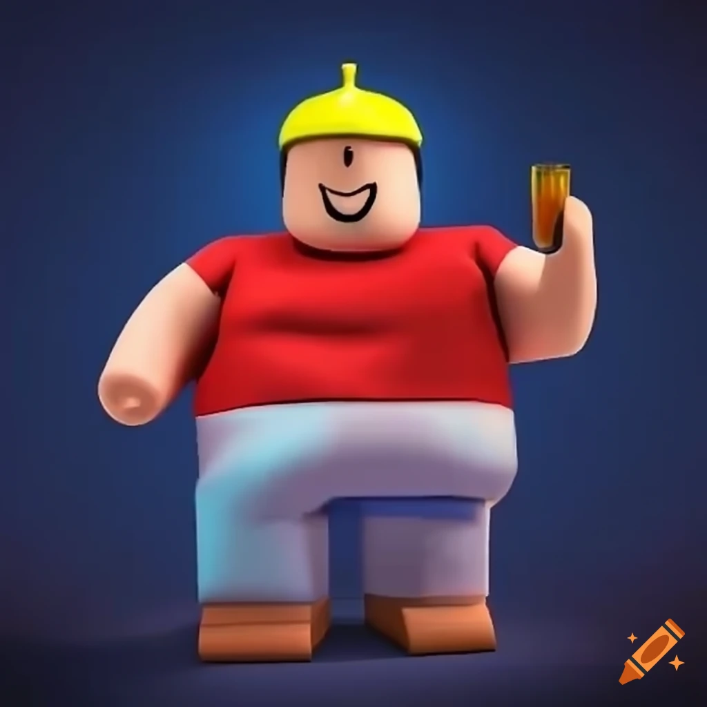 Roblox character enjoying food and drinks in a 3d environment on Craiyon