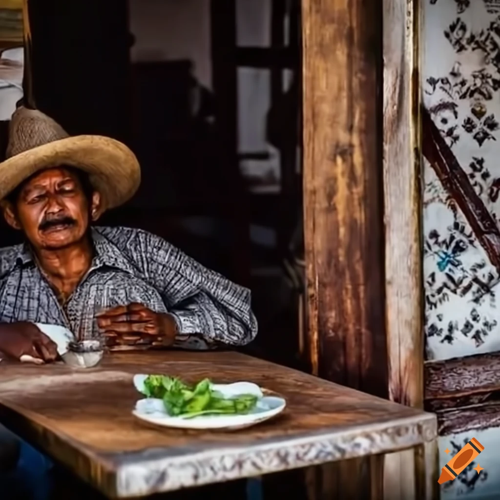 Mexican man sitting at a table on Craiyon
