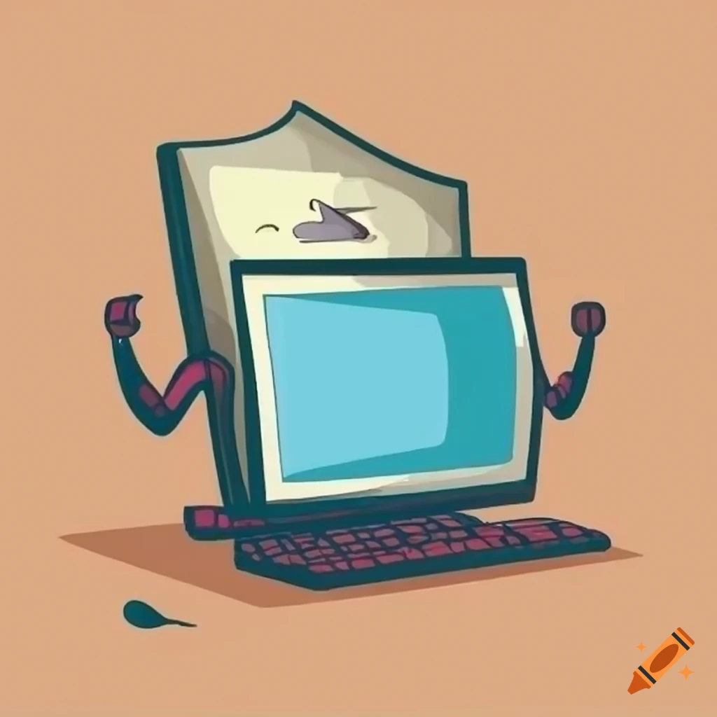 Cartoon computer with legs running on Craiyon