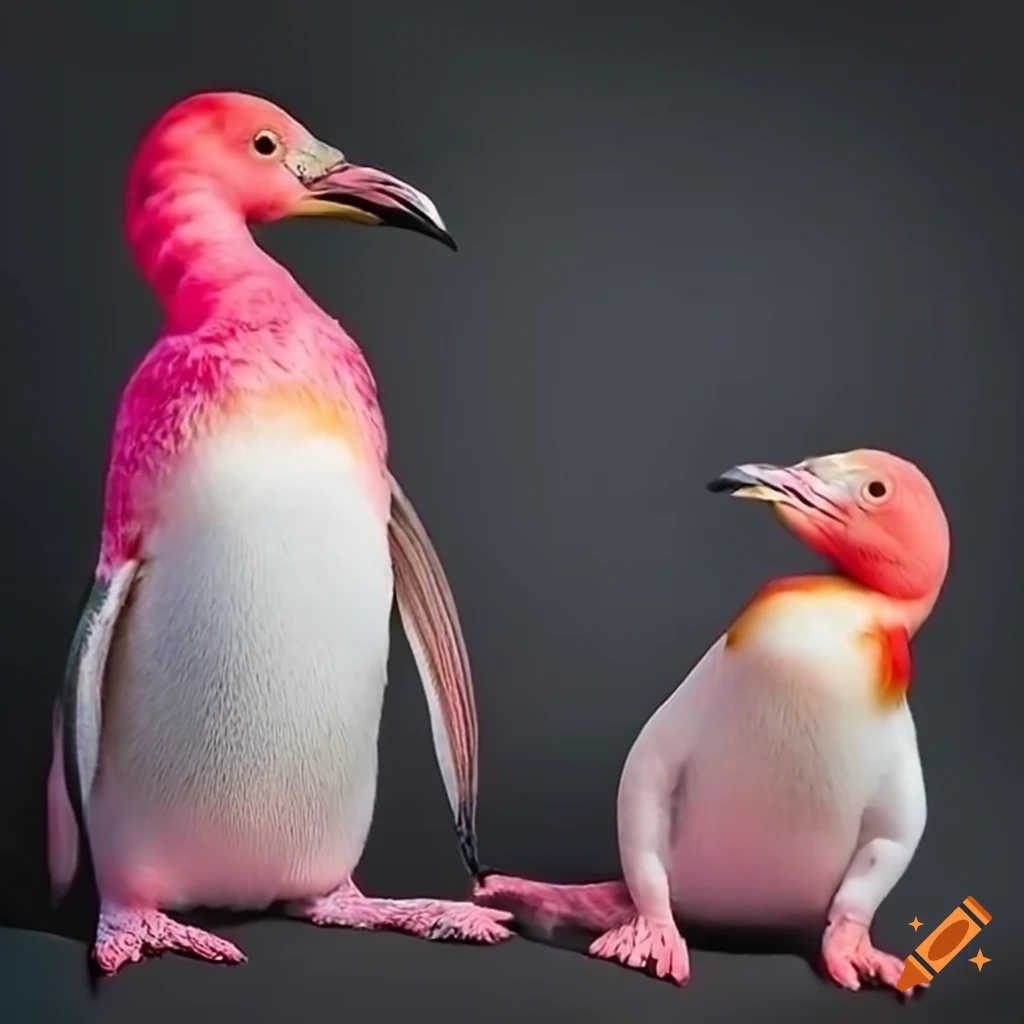 Adorable hybrid penguin-flamingo creation for colorful photo-shoot on ...