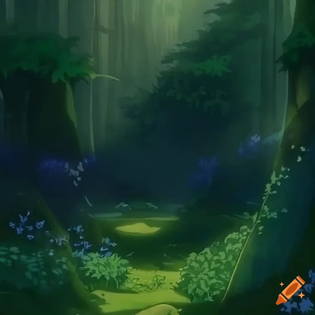 Lush grove with hyacinths and bear tracks, 4k HD anime aesthetic on Craiyon