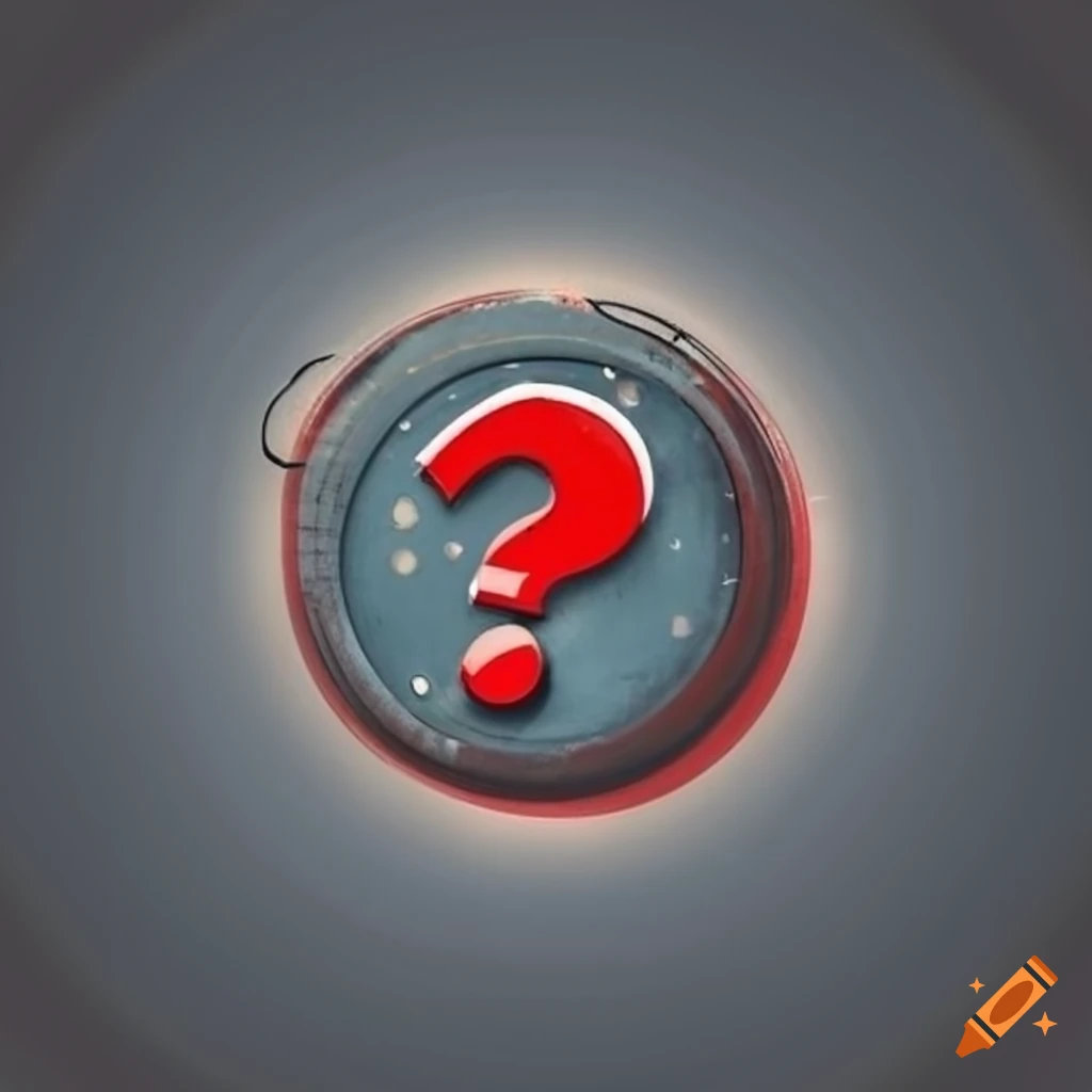 Industrial style circle with a red question mark inside on Craiyon
