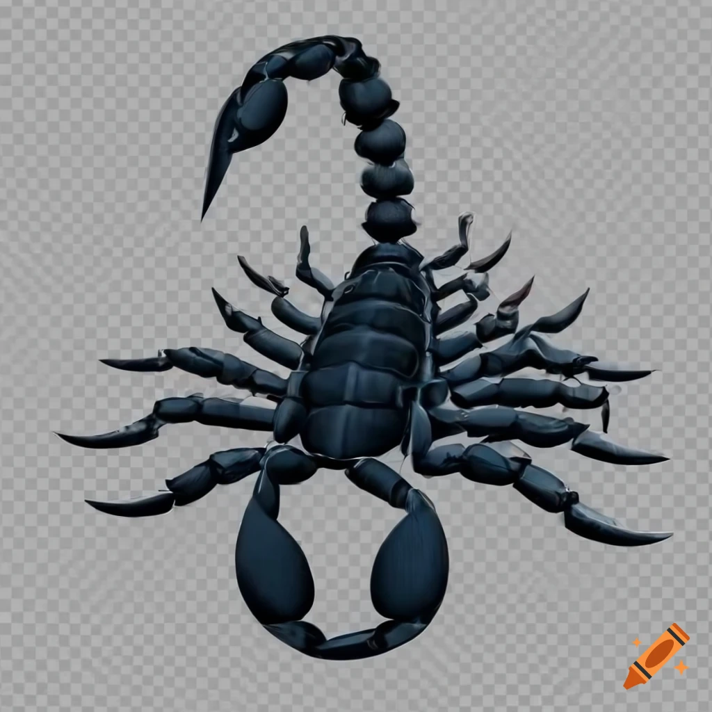 Realistic black scorpion drawing in zodiac circle on transparent ...