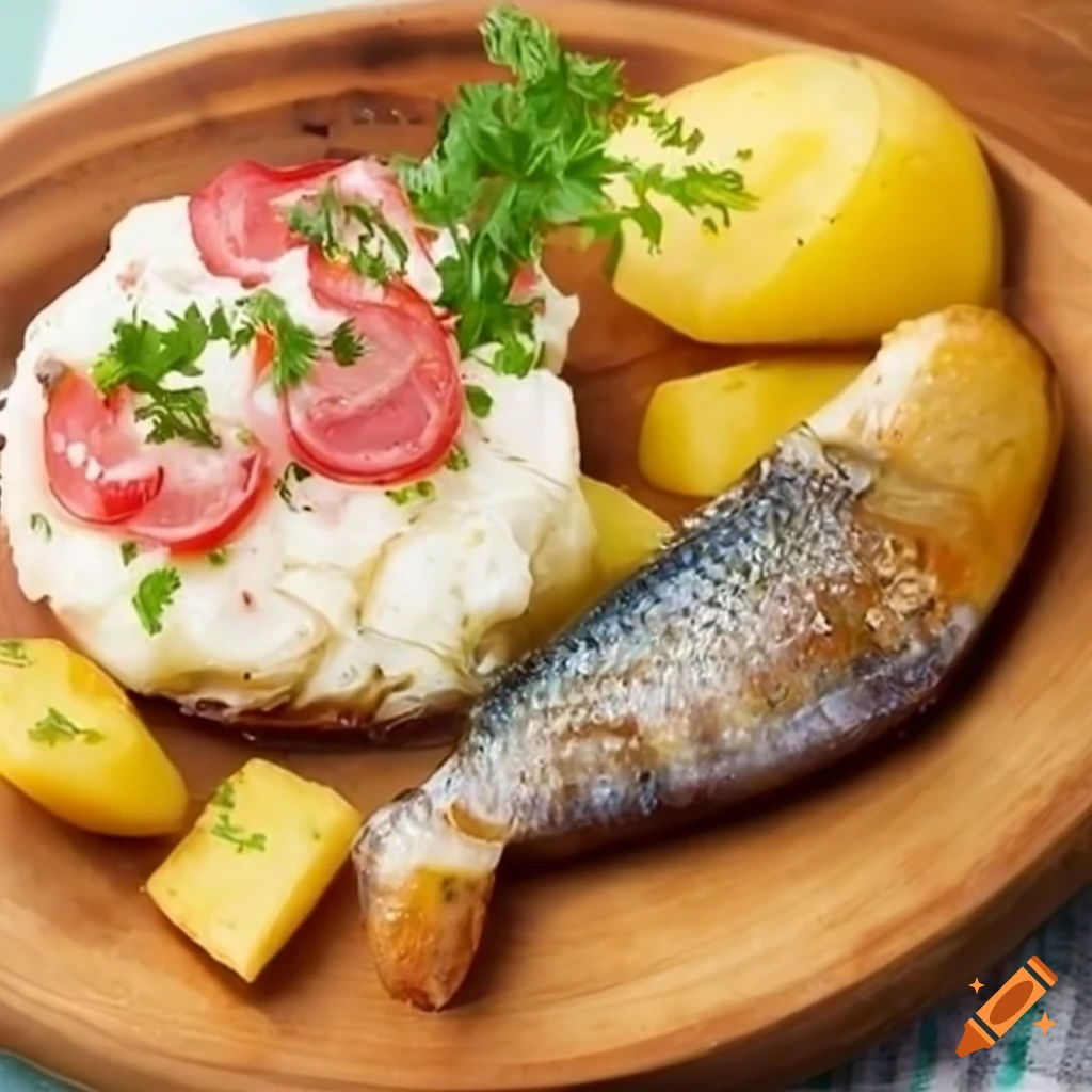 Salted herring dancing with potatoes on Craiyon