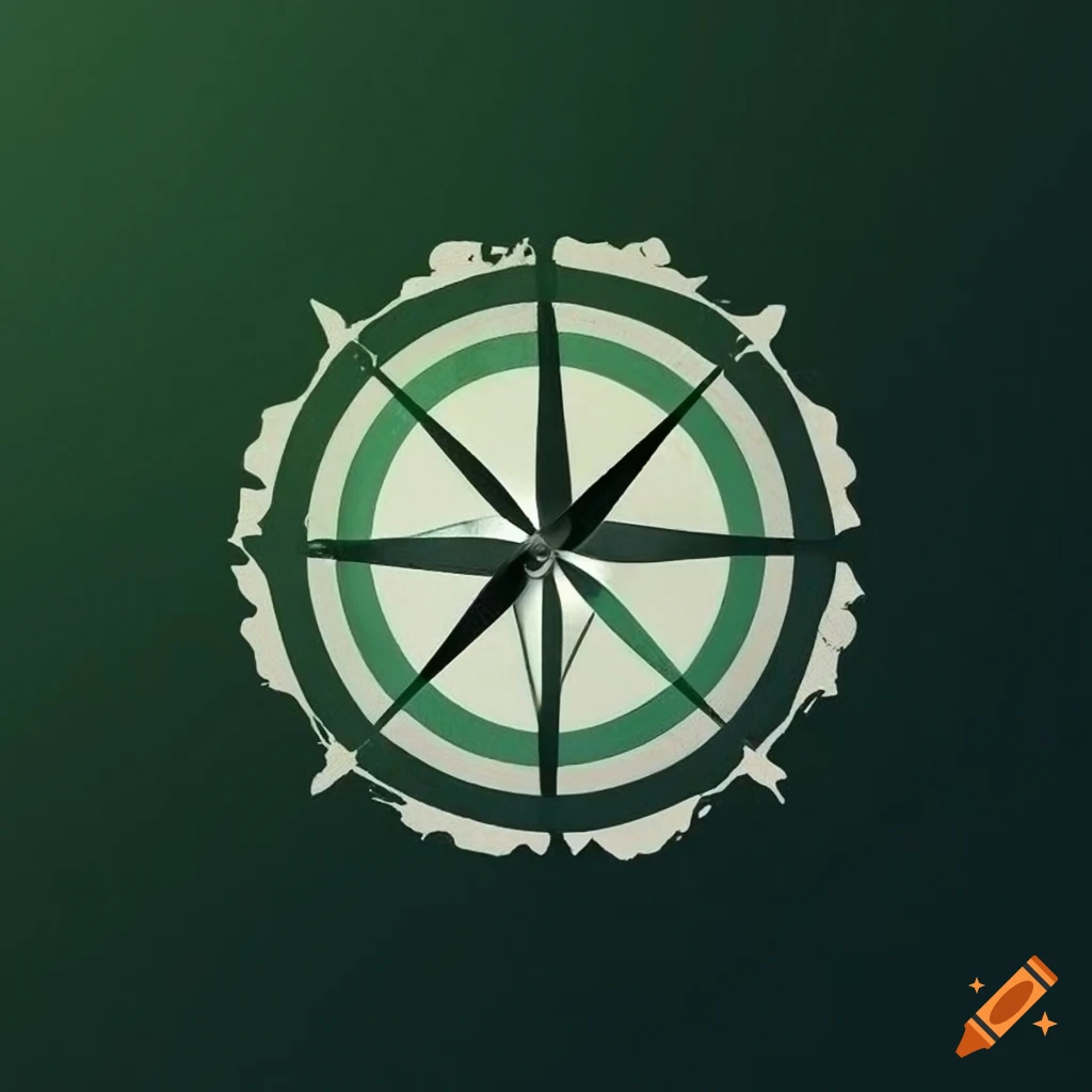 Green and gray minimalist compass rose on Craiyon