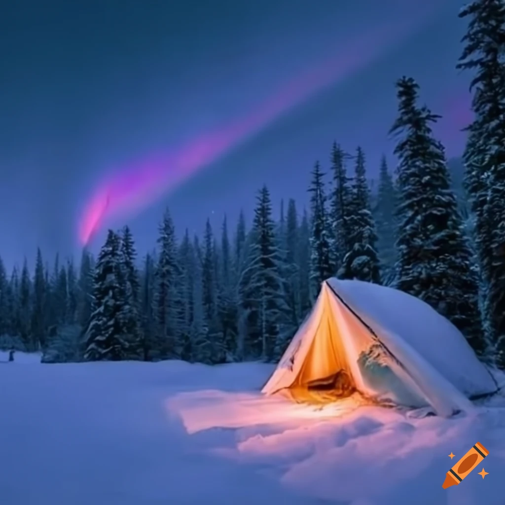 Bivouac in a winter forest in alaska on Craiyon