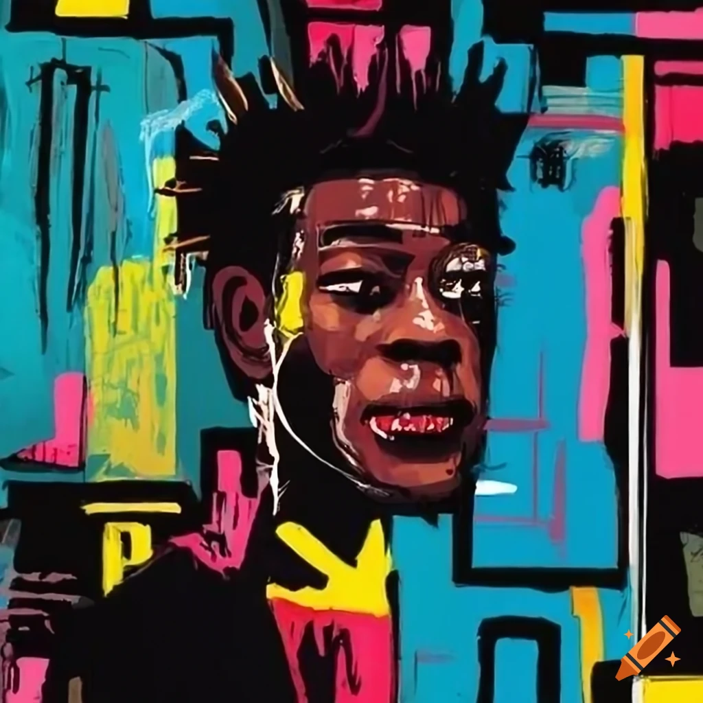 Cityscape artwork in basquiat style on Craiyon