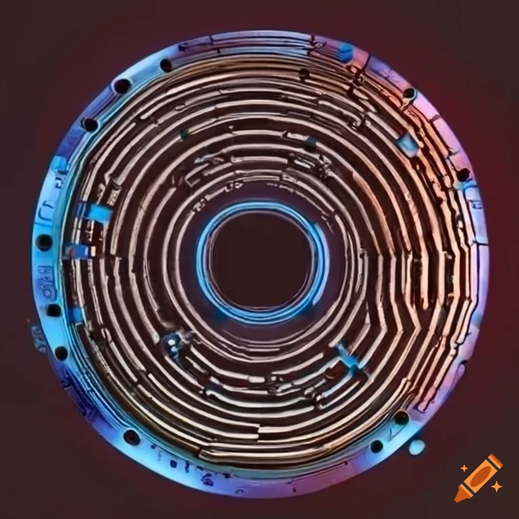 Circular circuit board with traces on Craiyon