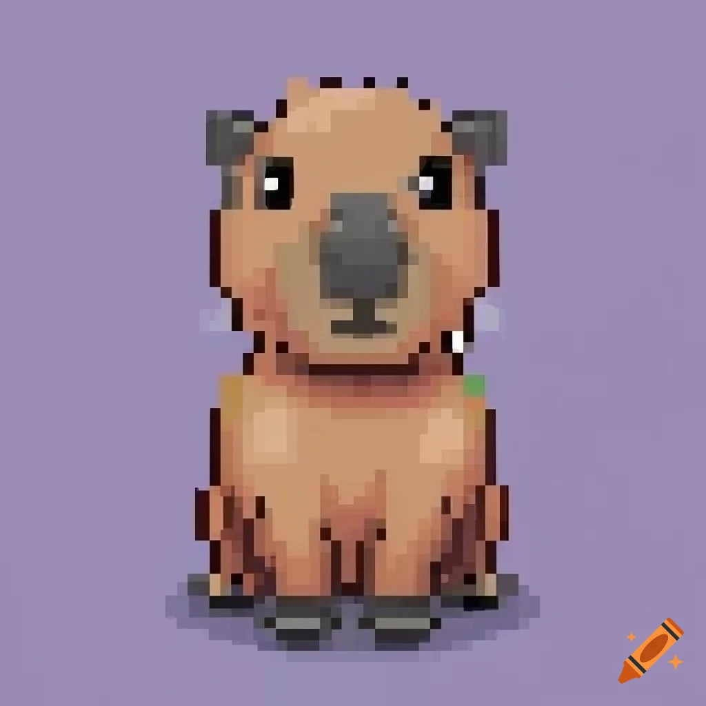 Pixel art of a cute capybara on Craiyon