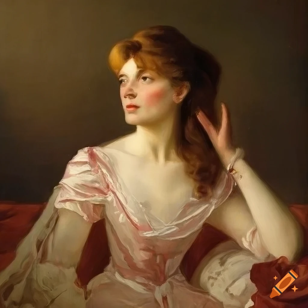 Full-length portrait of Princess Peach by Albert Edelfelt in the realism movement on Craiyon
